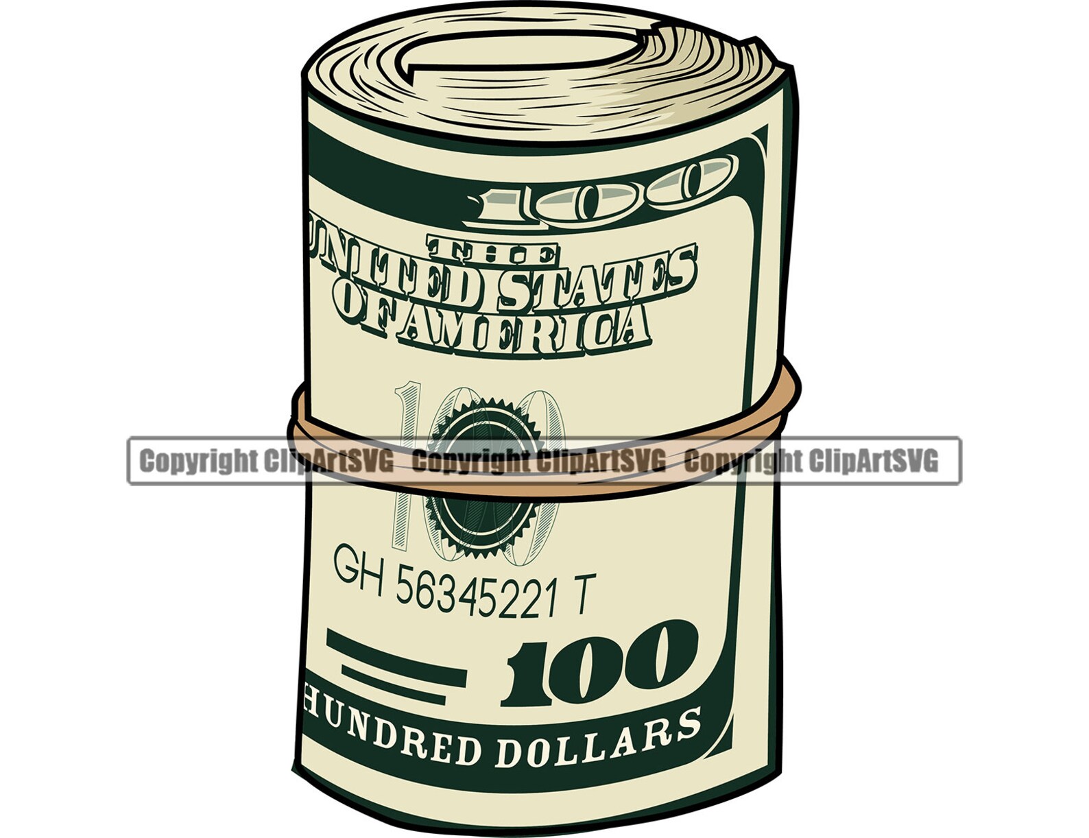 Money Roll 100 Hundred Dollar Bill Rubber Band Stack Knot Cash | Etsy