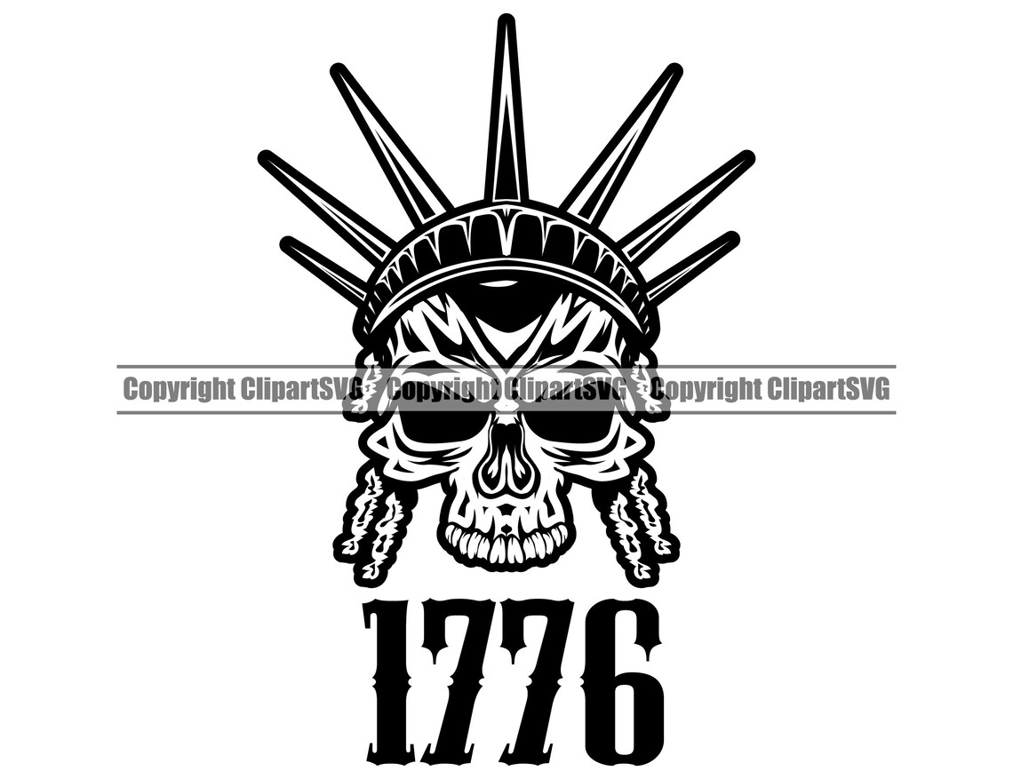 Statue of Liberty Skull 1776 Gun USA Flag American Pride Vet - Etsy
