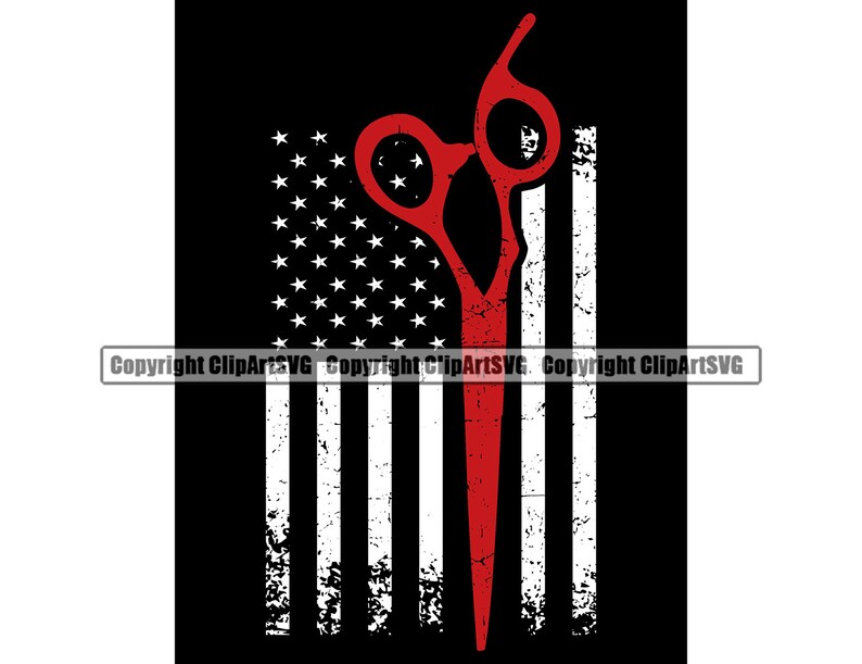 Barber Barbershop Hairstylist USA US Flag Salon Haircut Hair Cut ...