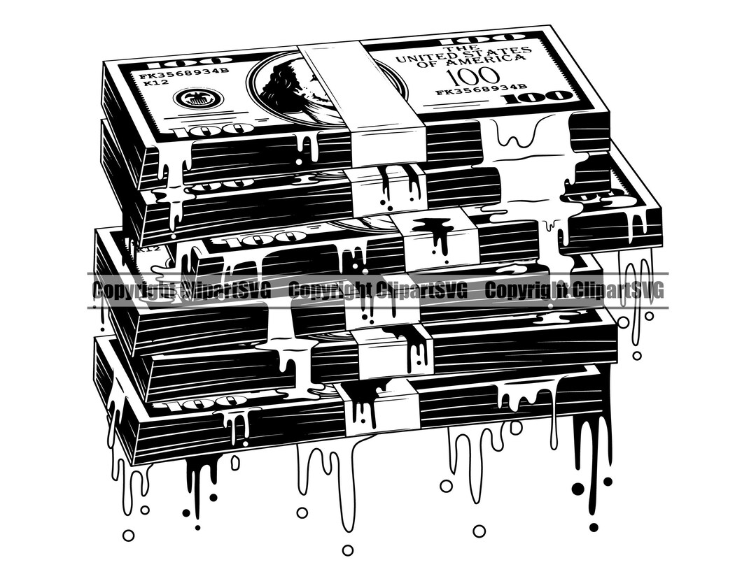 100 Hundred Dollar Bill Money Stack Drip Dripping Paper Cash Rich ...