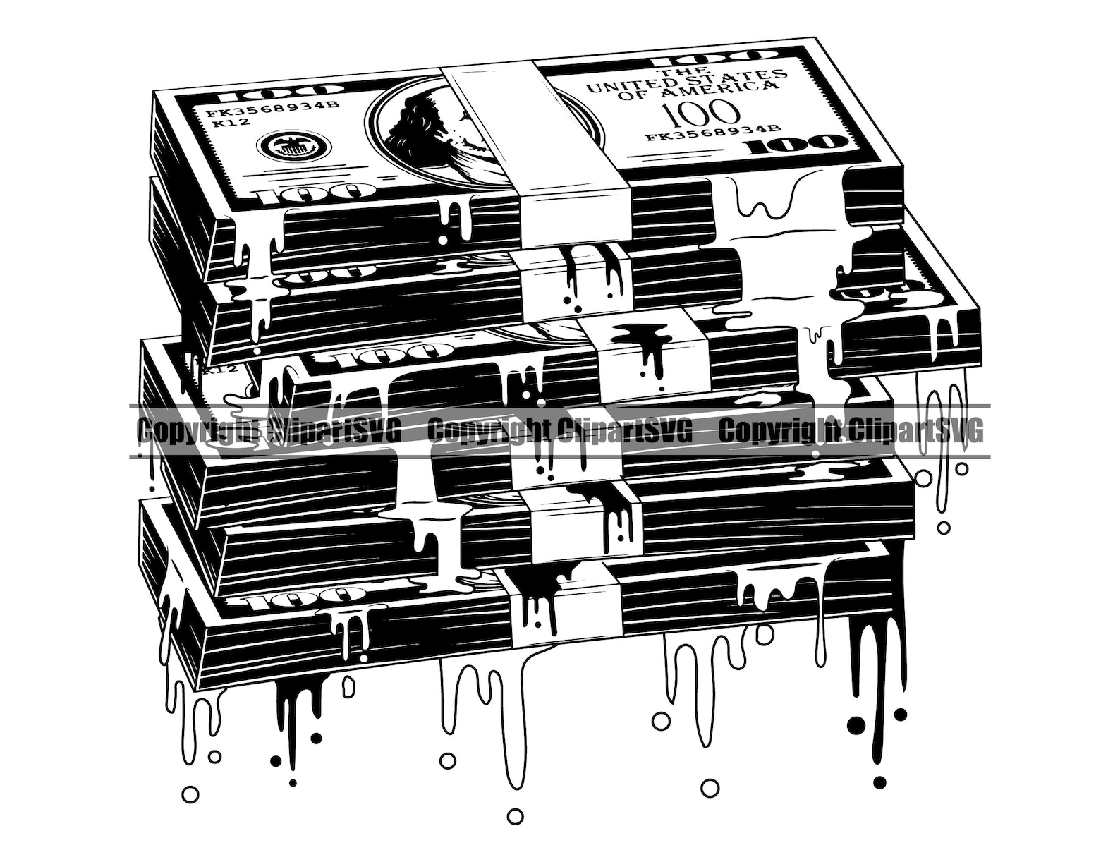 100 Hundred Dollar Bill Money Stack Drip Dripping Paper Cash - Etsy
