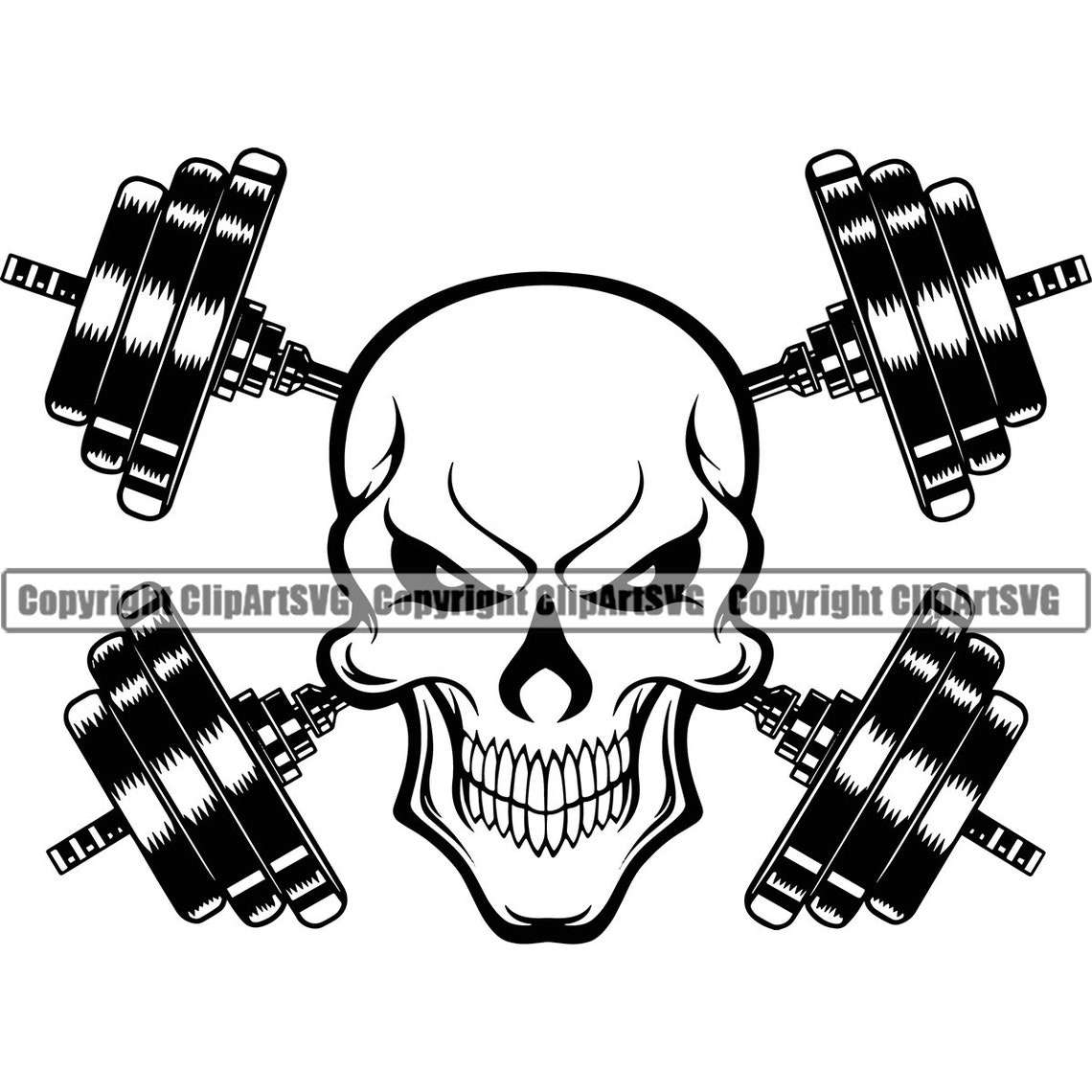 Skull Skeleton Barbell Fitness Bodybuilding Bar Weightlifting Workout ...