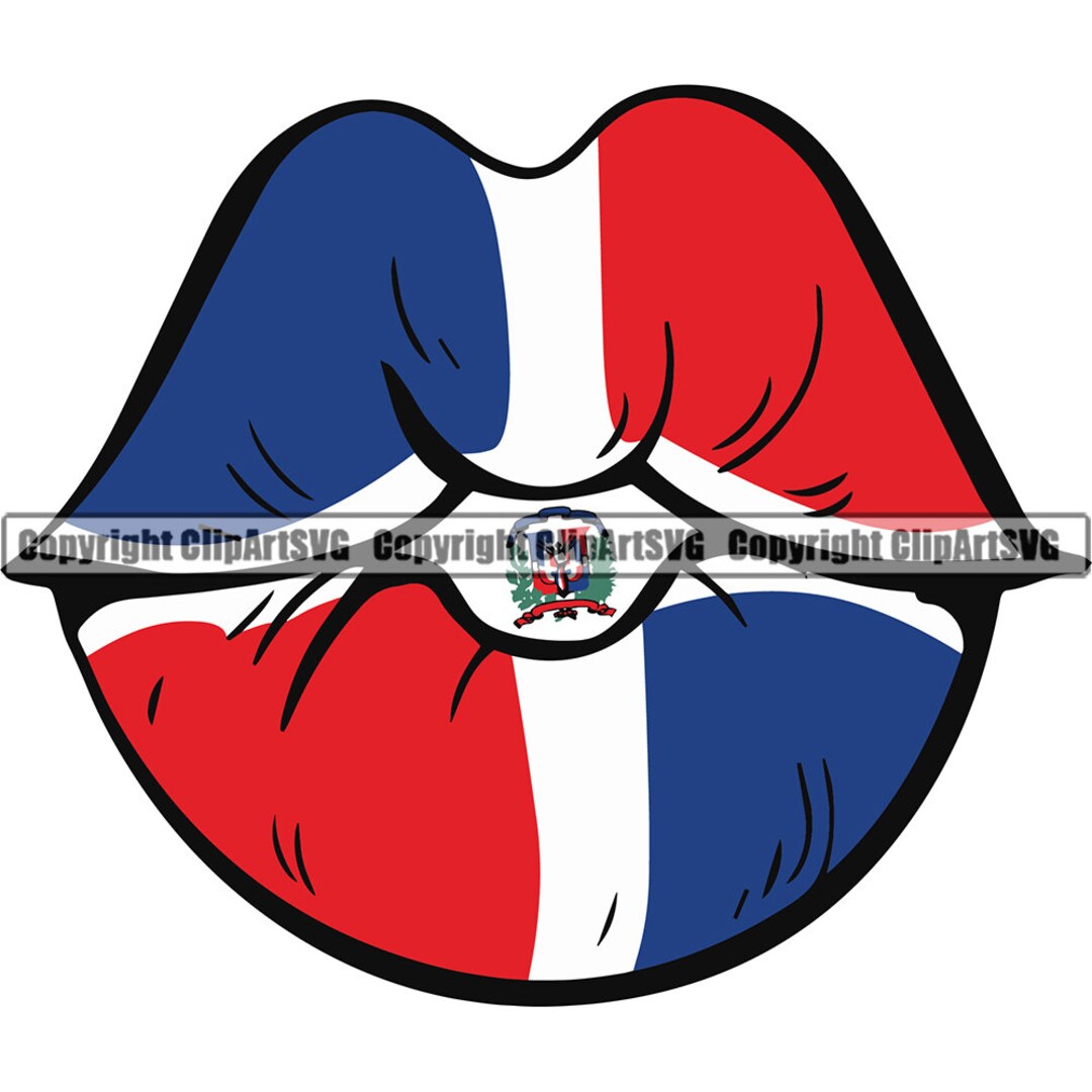 Dominican Republic Lips Kiss Flag Country World Nation Map Sign Symbol ...