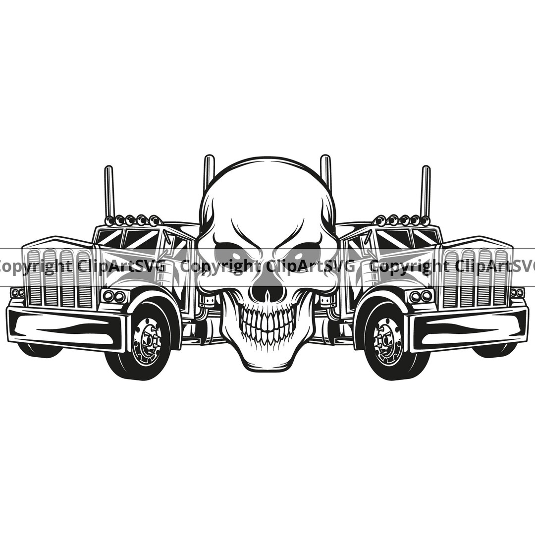 Skull Skeleton Semi Tractor Trailer Trucking Truck Driver Trucker Big ...