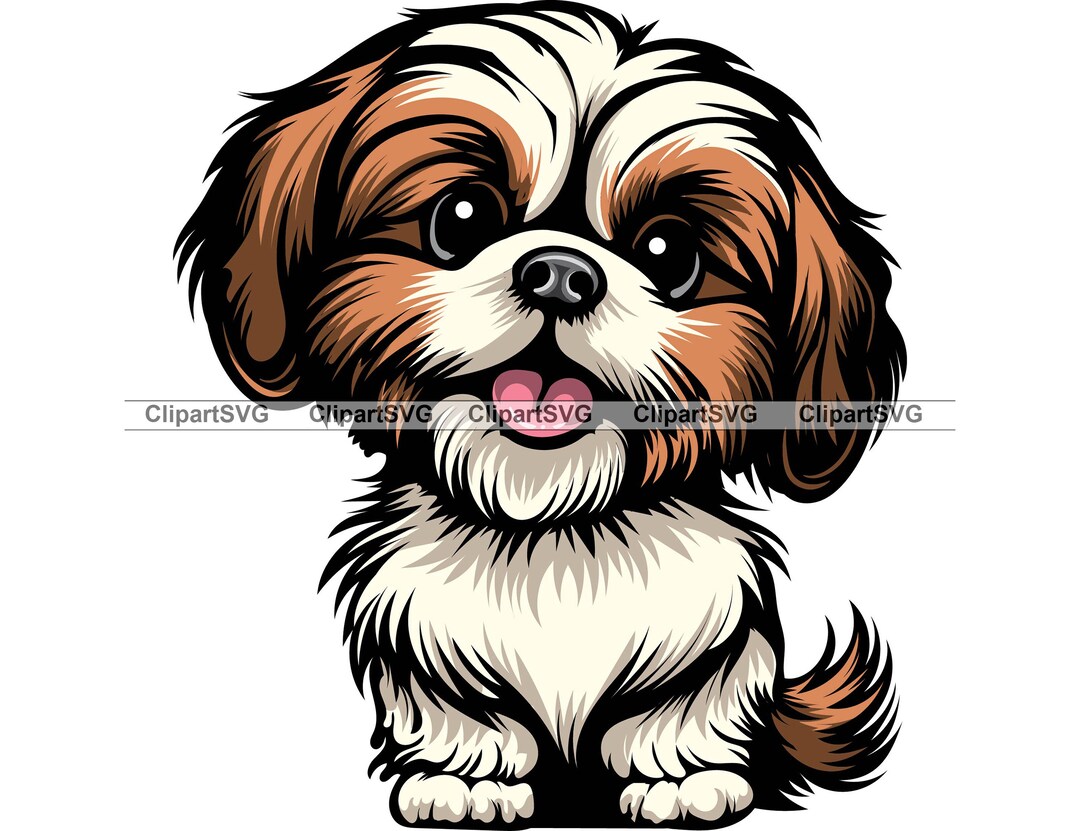 Shih Tzu Smiling Dog Sitting Cute Puppy Head Canine Pet Lhasa Apso ...