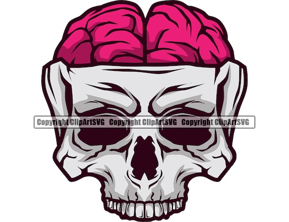 Zombie Skull Brain Skeleton Punk Rip Skin Open Flesh Undead - Etsy