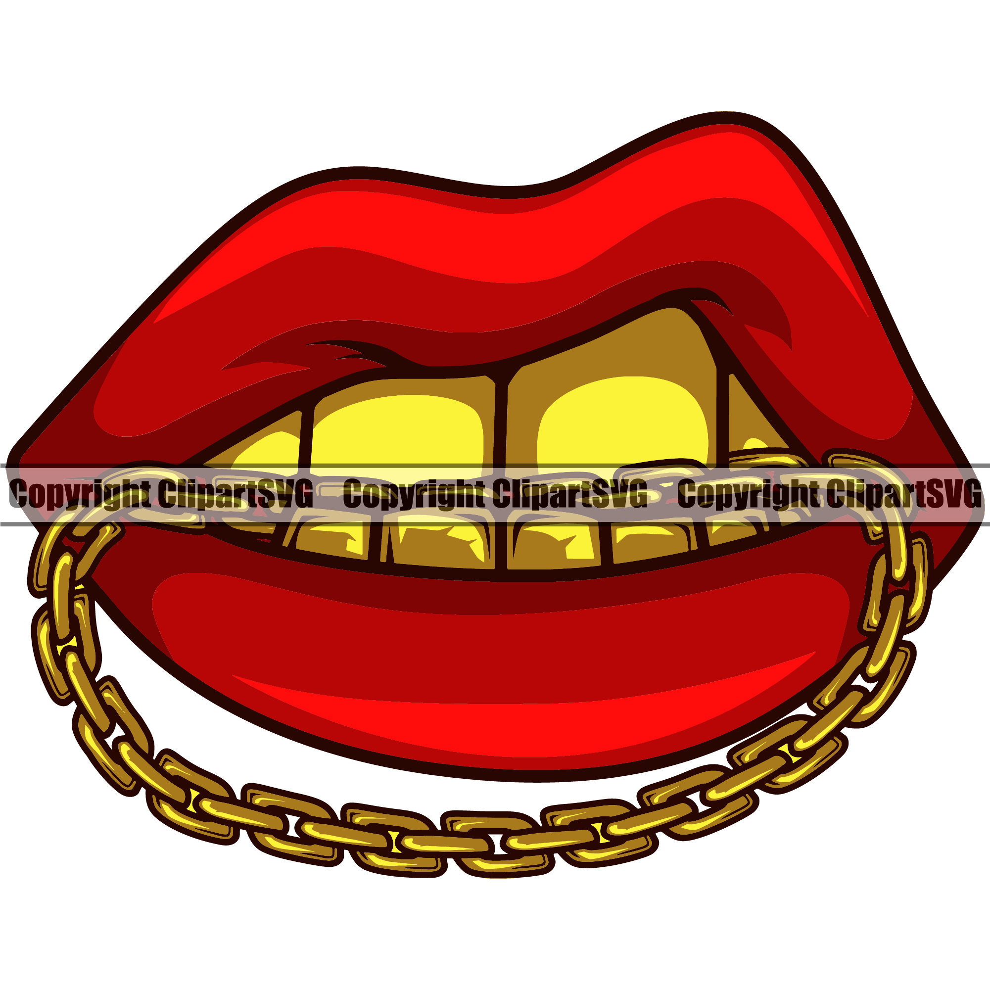 Sexy Lips Mouth Bite Chain Gold Teeth Thug Gangster Mean Mug | Etsy