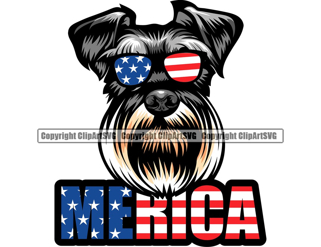 Schnauzer Dog USA Flag Sunglasses Merica America American Breed Puppy ...