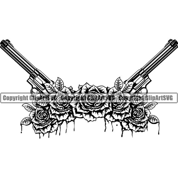 Arms svg Flower svg Gun And Roses Headband Gun Svg Revolver Svg Drip ...