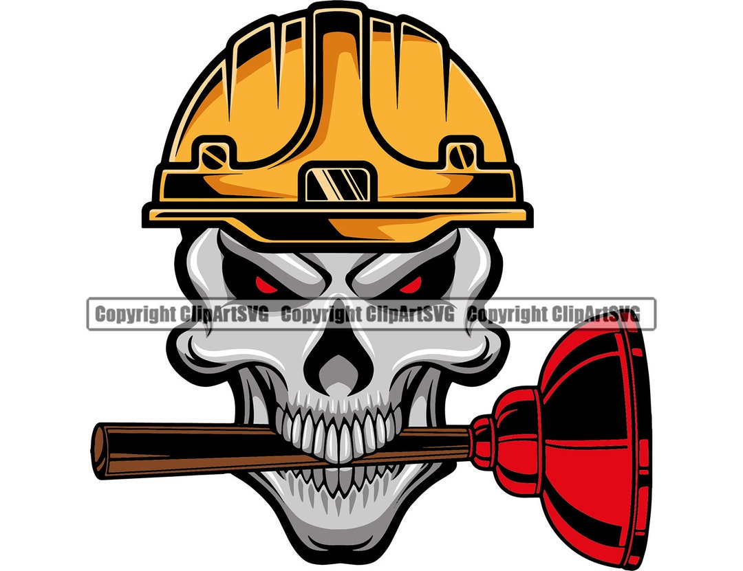 Plumber Plumbing Skull Plunger Home House Repair Build Builder Handyman ...