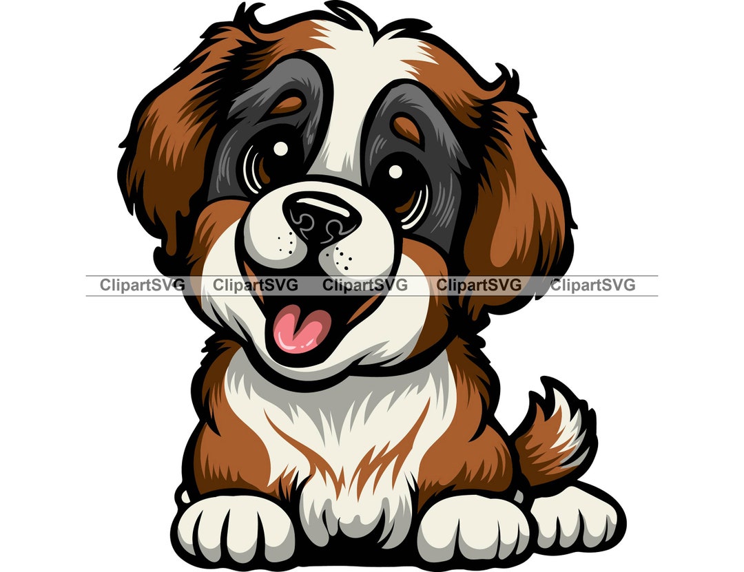 St Bernard Smiling Dog Cute Puppy Head Canine Pet Newfoundland Bernese ...