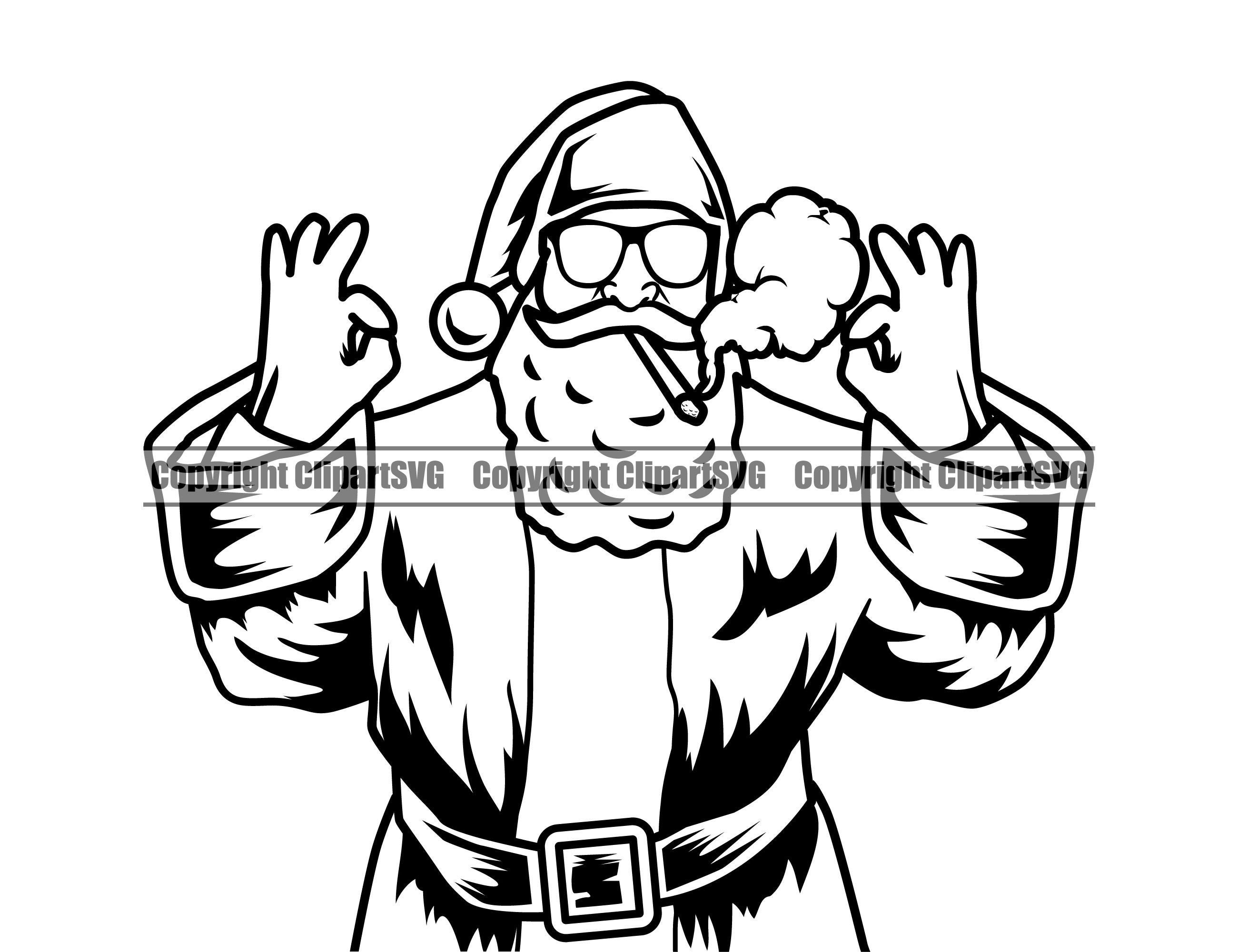 Marijuana Christmas Santa Smoking Pot Leaf Joint Smoke Blunt | Etsy