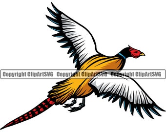 Pheasant Flying Art - Etsy