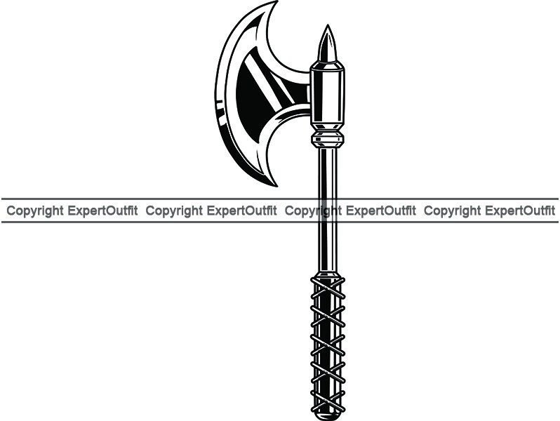 Barbarian Skull Battle Axe Clipart Instant Digital Download SVG EPS PNG ...