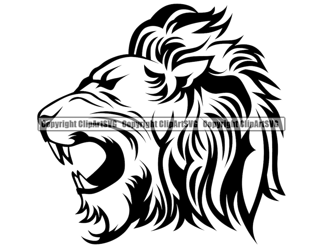 Lion Head Growl Growling Mean Face Wildlife King Jungle Big Cat Team ...