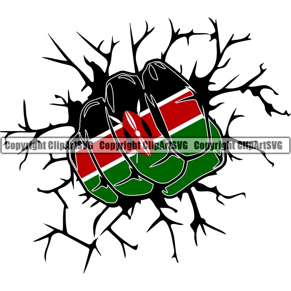 Kenya Kenyan Fist Punch Hit Break Wall Flag Country World - Etsy