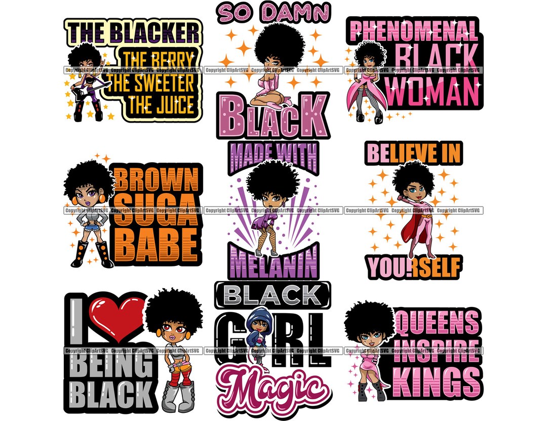 BUNDLE Black Woman Nubian Queen Girl Afro Beauty Big Eyes Pretty Face ...