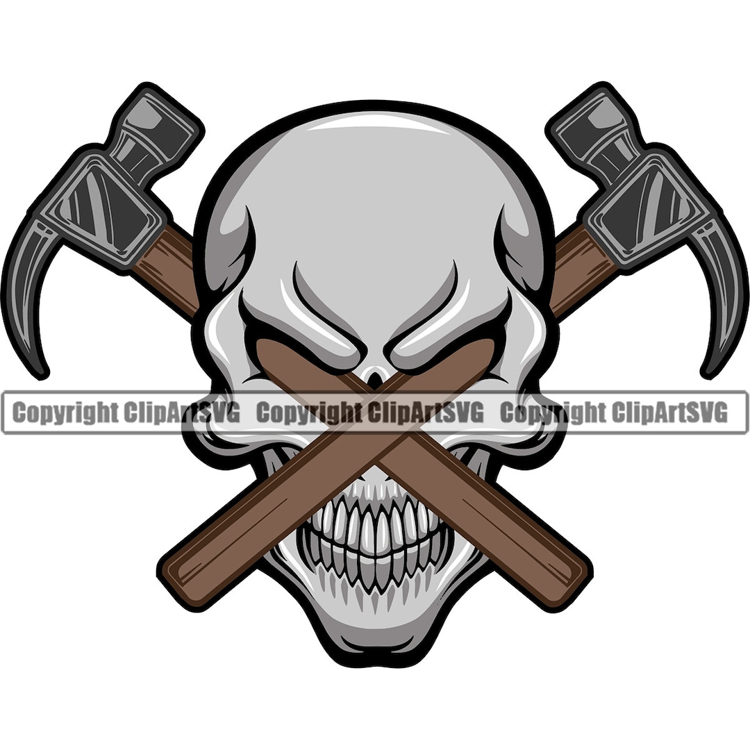 Construction Skull Skeleton Hard Hat Helmet Worker Hammer Tool Toolbox ...