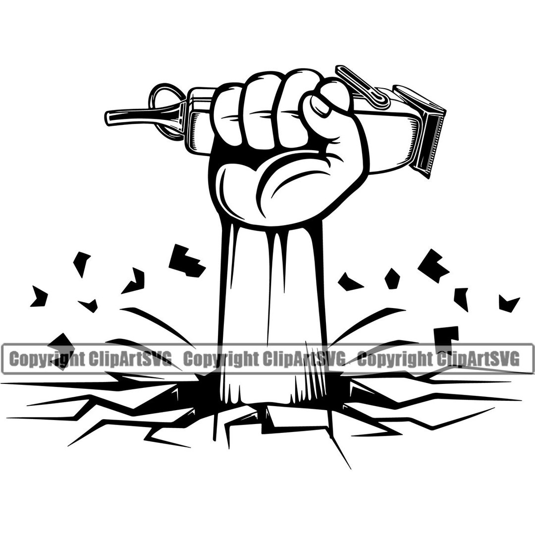 Barber Logo #24 Clippers Hand Fist Salon Shop Haircut Hair Stylist Cut ...