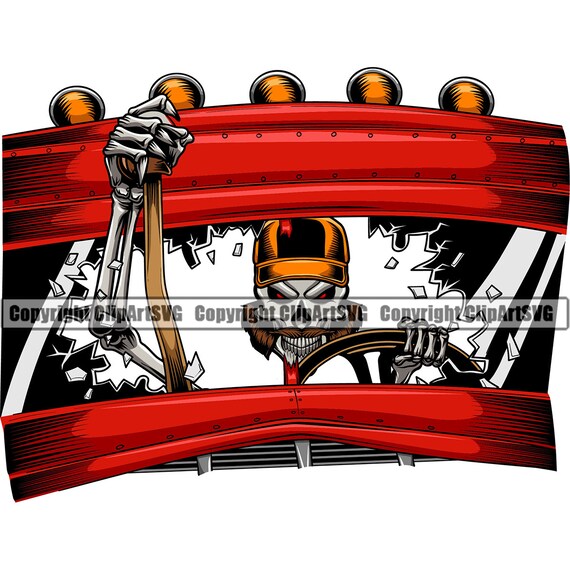 Skull Skeleton Semi Tractor Trailer Trucking Truck Driver | Etsy