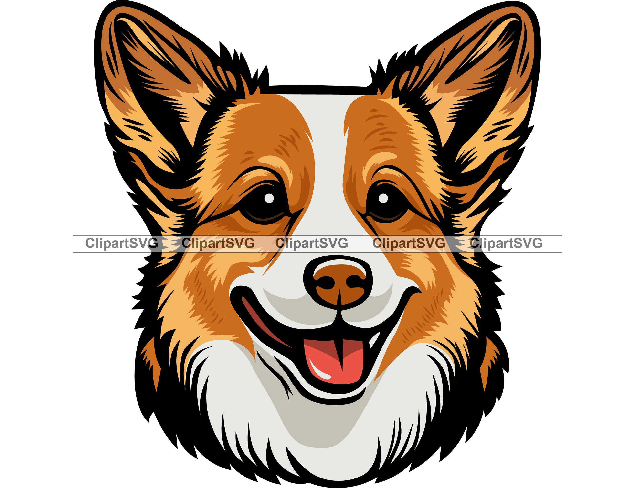 Pembroke Welsh Corgi Smiling Dog Cute Puppy Head Canine Pet - Etsy
