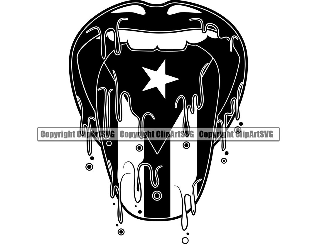 Puerto Rico Rican Tongue Lips Dripping Drip Melt Melting Flag Country ...