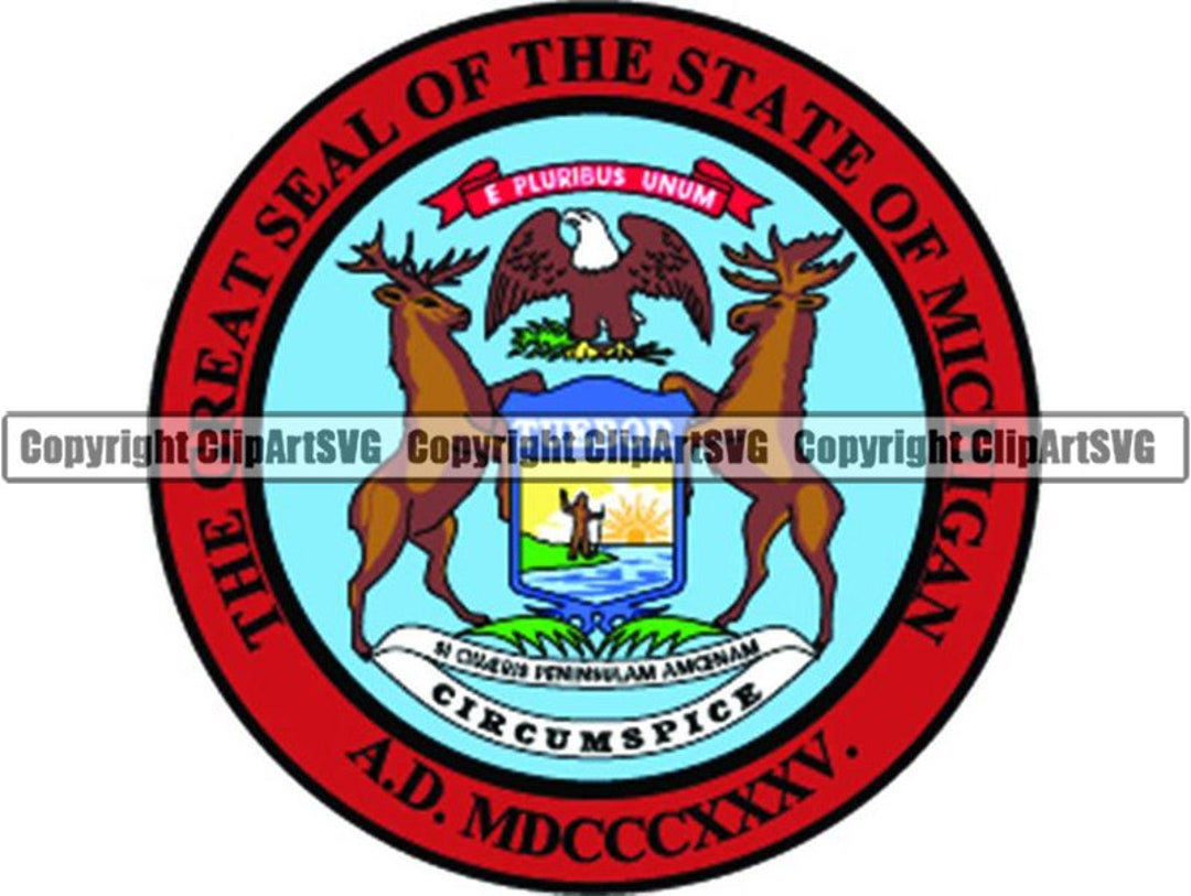 Michigan State Seal Flag U.S. US United America American Nation ...