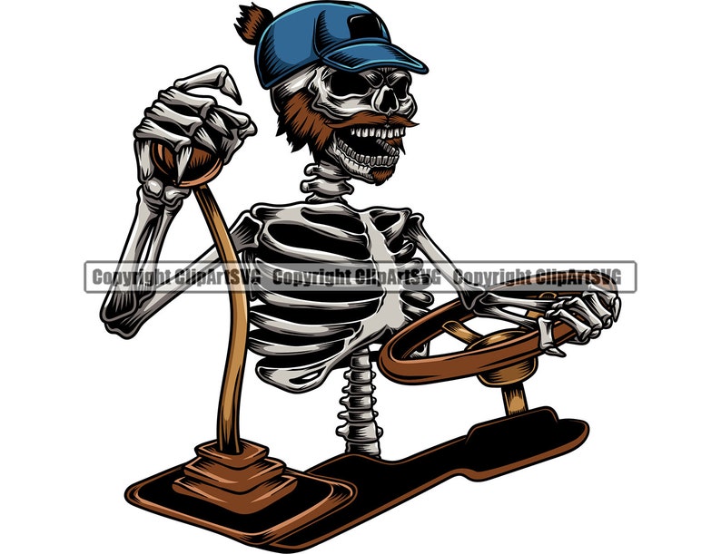 Truck Driver Skull Skeleton Beard Trucking Delivery Big Rigg - Etsy