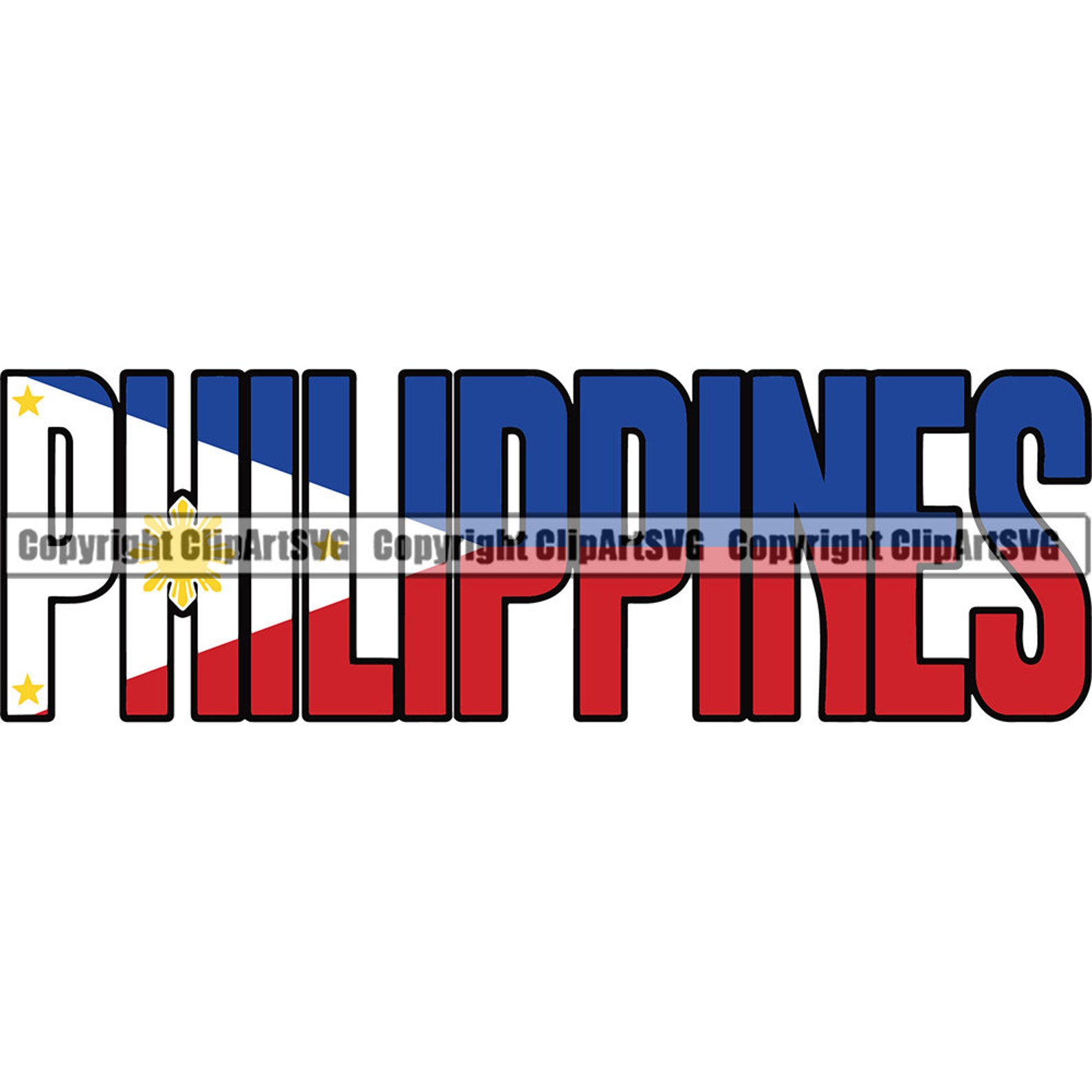Philippines Filipino Name Word Text Flag Name Country World Nation Map ...