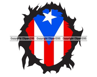 Puerto Rico Rican Ripped Cracked Torn Hole Wall Flag Country - Etsy