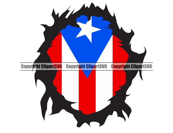 Puerto Rico Rican Ripped Cracked Torn Hole Wall Flag Country - Etsy
