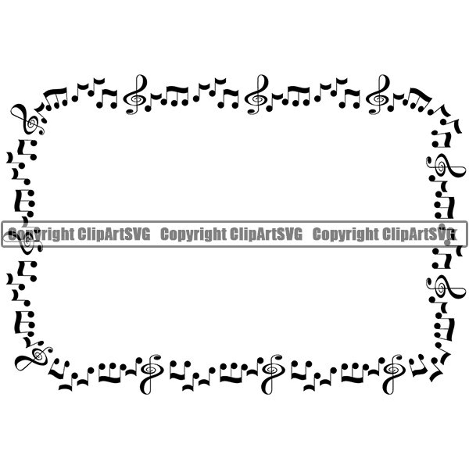 Music Note Rectangle Frame Border Symbol Treble Clef Sheet Musical ...