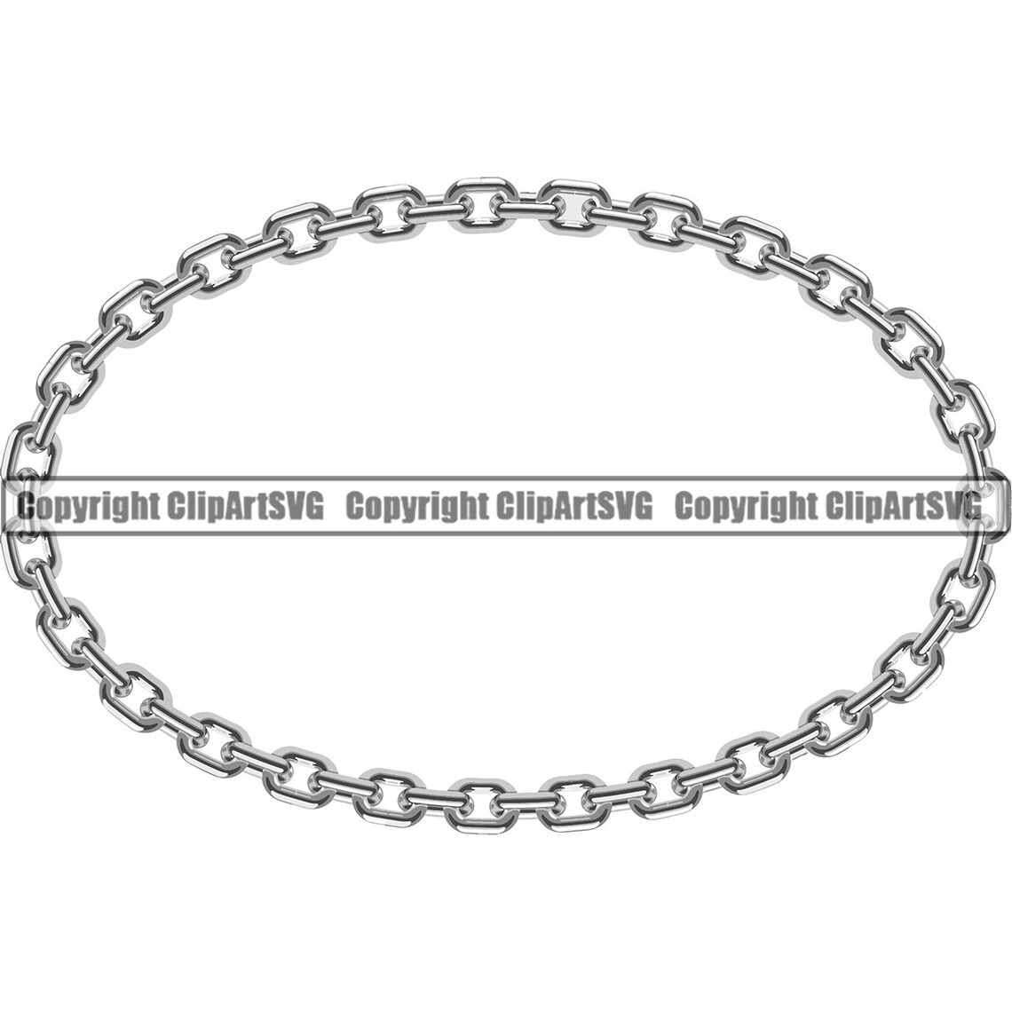 Chain Link Wavy Silver Oval Frame Endless Metal Rope Stainless Steel ...