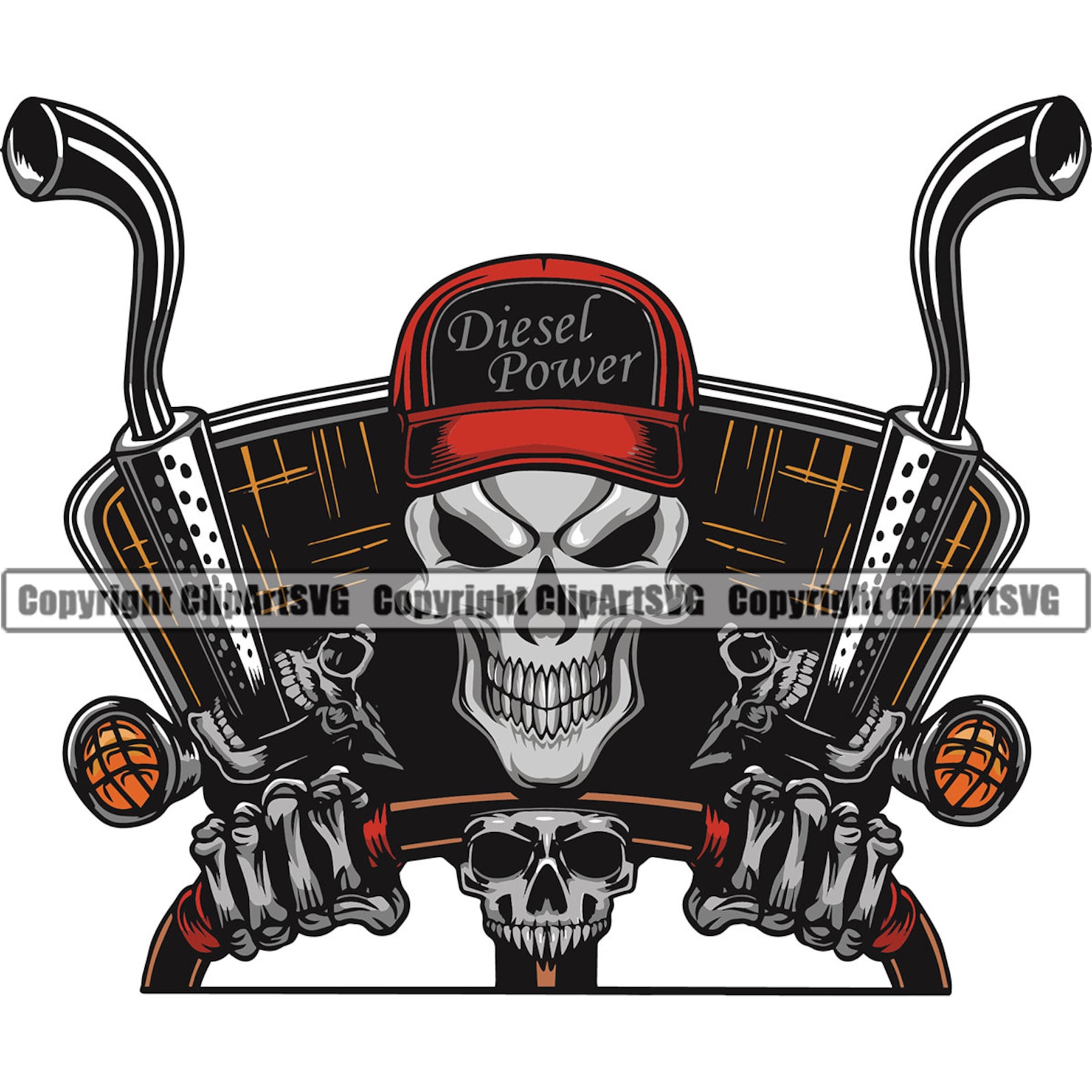 Skull Skeleton Semi Tractor Trailer Trucking Truck Driver Trucker Big ...