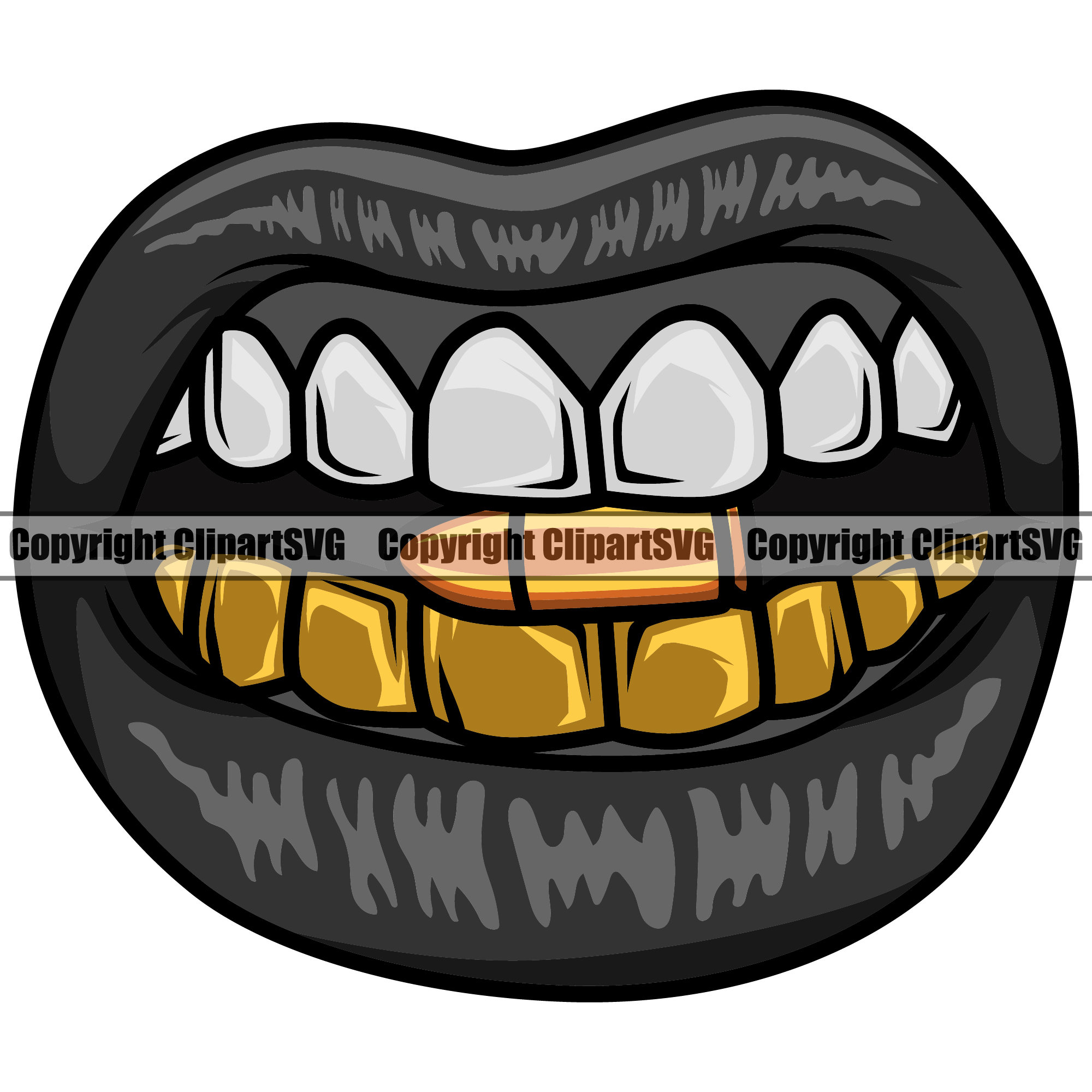 Gold Teeth Grill Grillz Lips Mouth Bite Bullet Thug Gangster - Etsy España