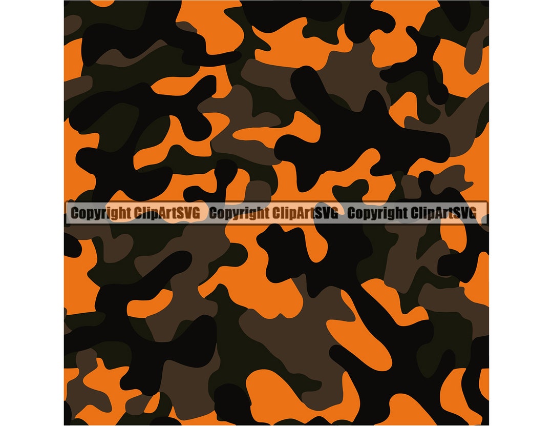 Orange Camo Camouflage Seamless Pattern War Print Military Hunt Wrap ...
