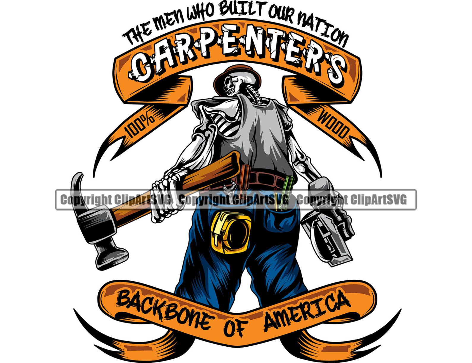 Carpenter Skull Skeleton Home House Repair Service Construction ...