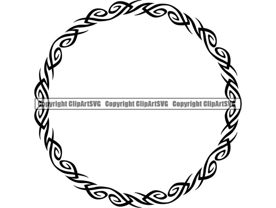 Tribal Pattern Decoration Circle Round Frame Border Shield Badge Barbed ...