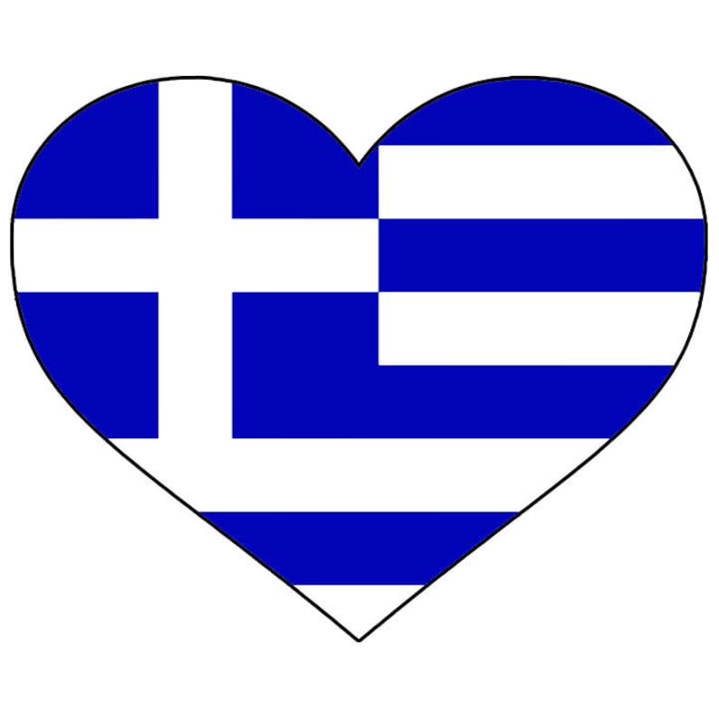 Greece Heart Shaped Flag Greek Europe Country World National | Etsy