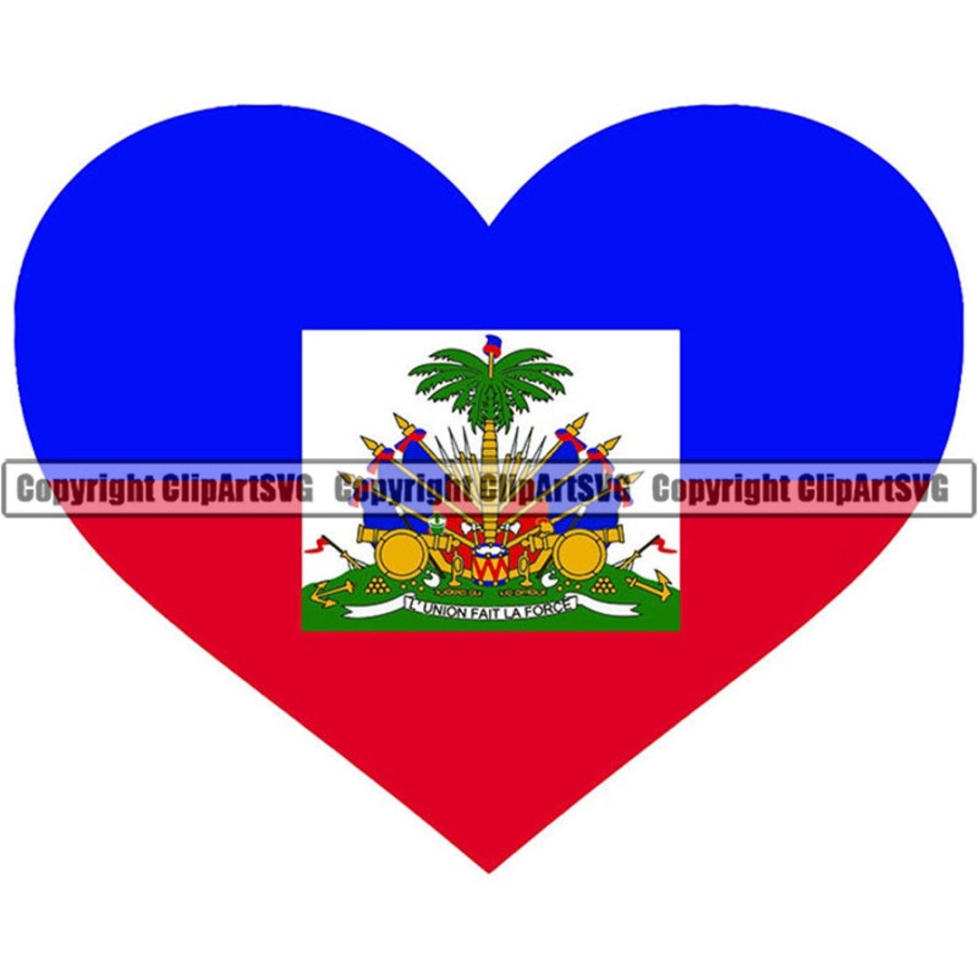 Haiti Heart Shaped Flag Haitian Caribbean Island Country World National ...