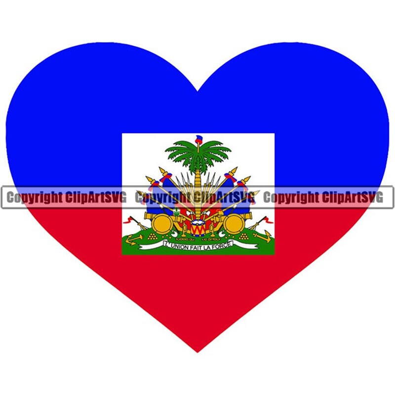 Haiti Heart Shaped Flag Haitian Caribbean Island Country World National ...