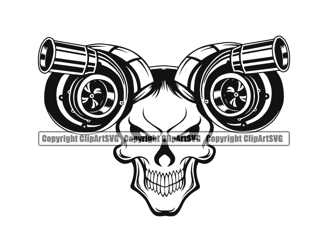 Chrome Skull Turbo Charger Engine Piston Motorcycle Car Repair Shop ...