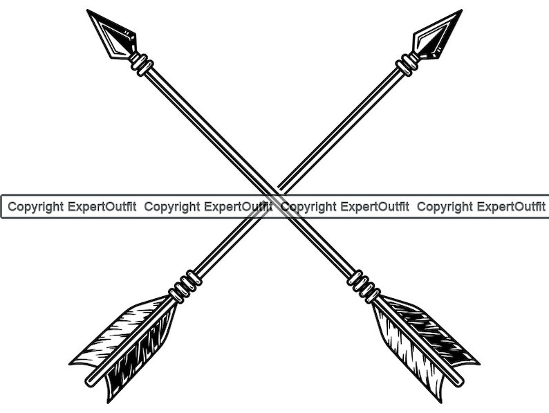 Ethnic Indian Arrow Crossed Weapon Tip Shaft Feather Weapon Native ...