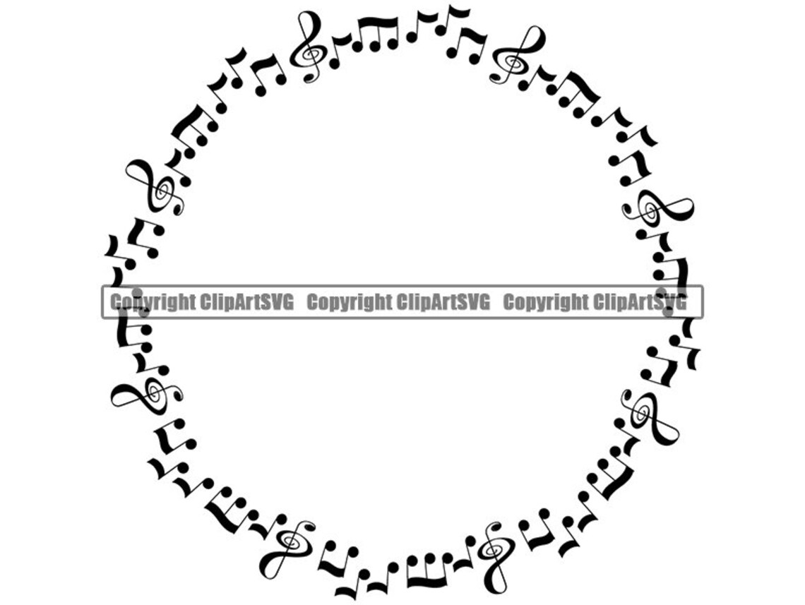 Music Note Circle Round Frame Border Symbol Treble Clef Sheet Musical ...