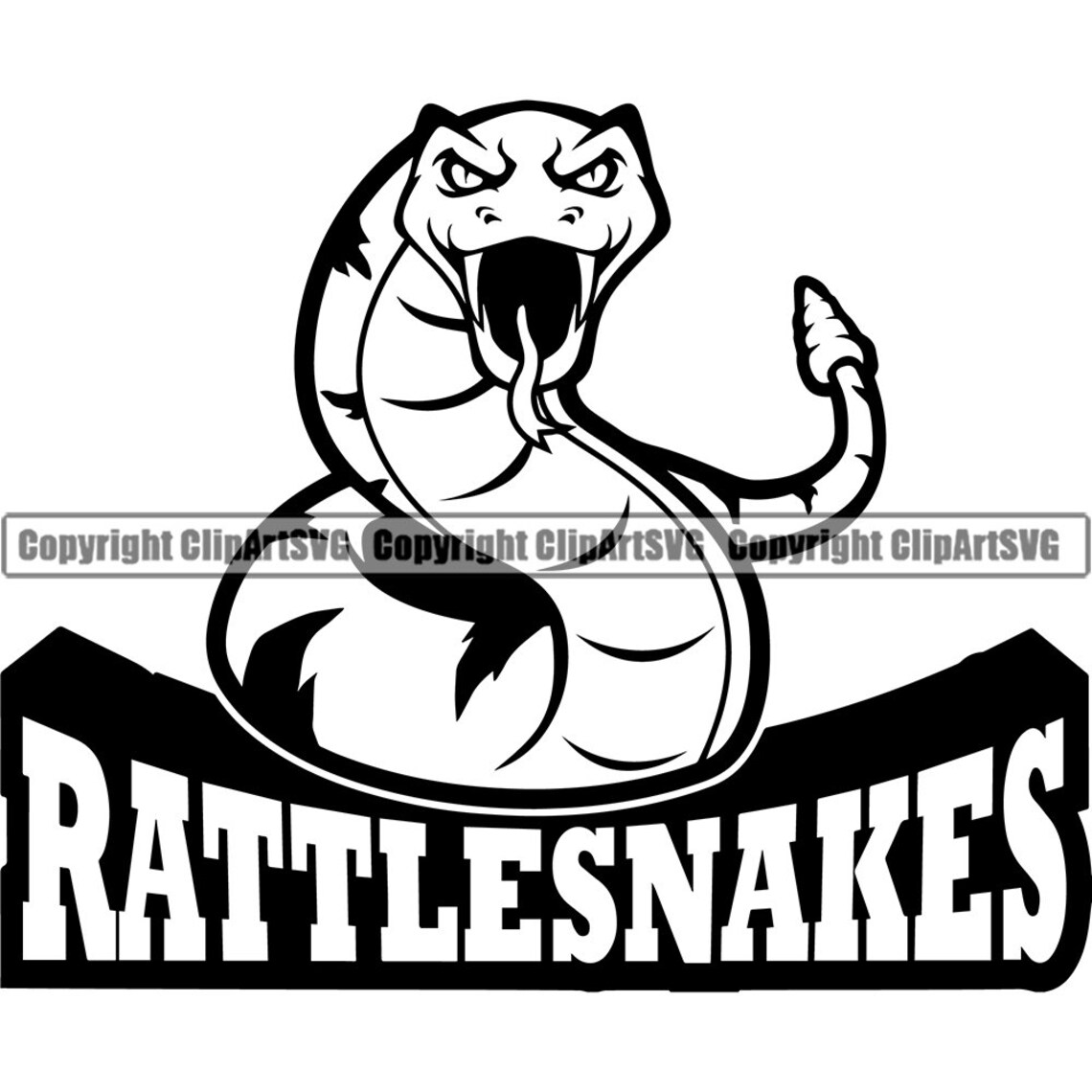 Rattlesnake Snake Mascot School Team Head Face Sport Esport Game Emblem ...