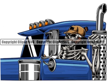 Skeleton Truck Driver Svg - Etsy