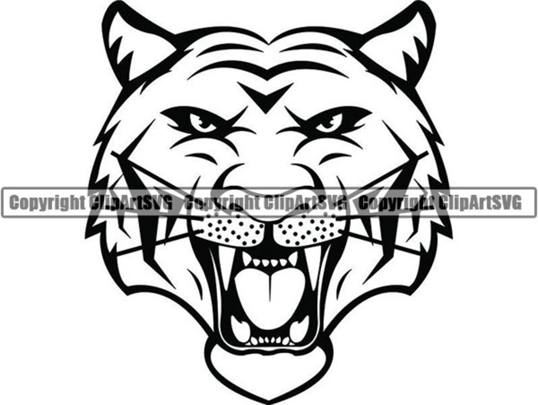 Tiger #10 Mascot Head Face Wild Animal Growling Cartoon College High ...