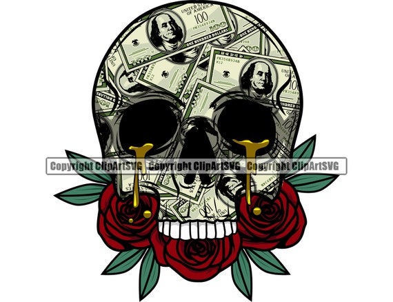 Skull Drawn On Dollar Bill