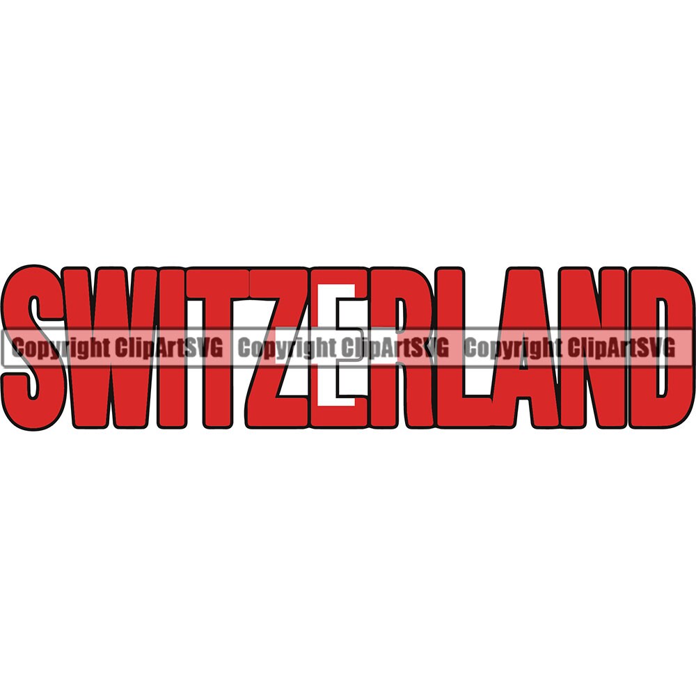 Switzerland Swiss Text Word Letter Typography Flag Country | Etsy