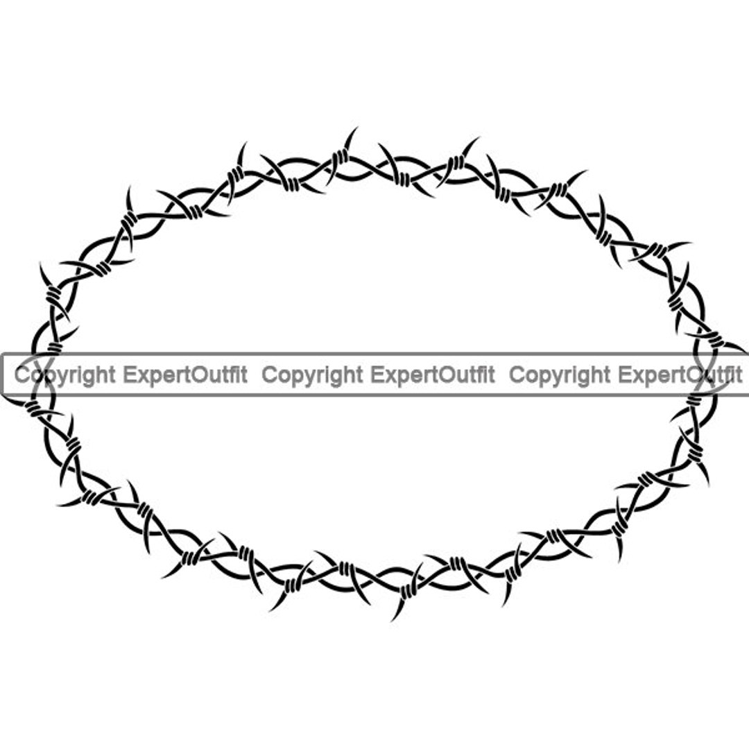 Barbed Wire Oval Round Frame Razor Fence Fencing Barb Bob Forbidden ...